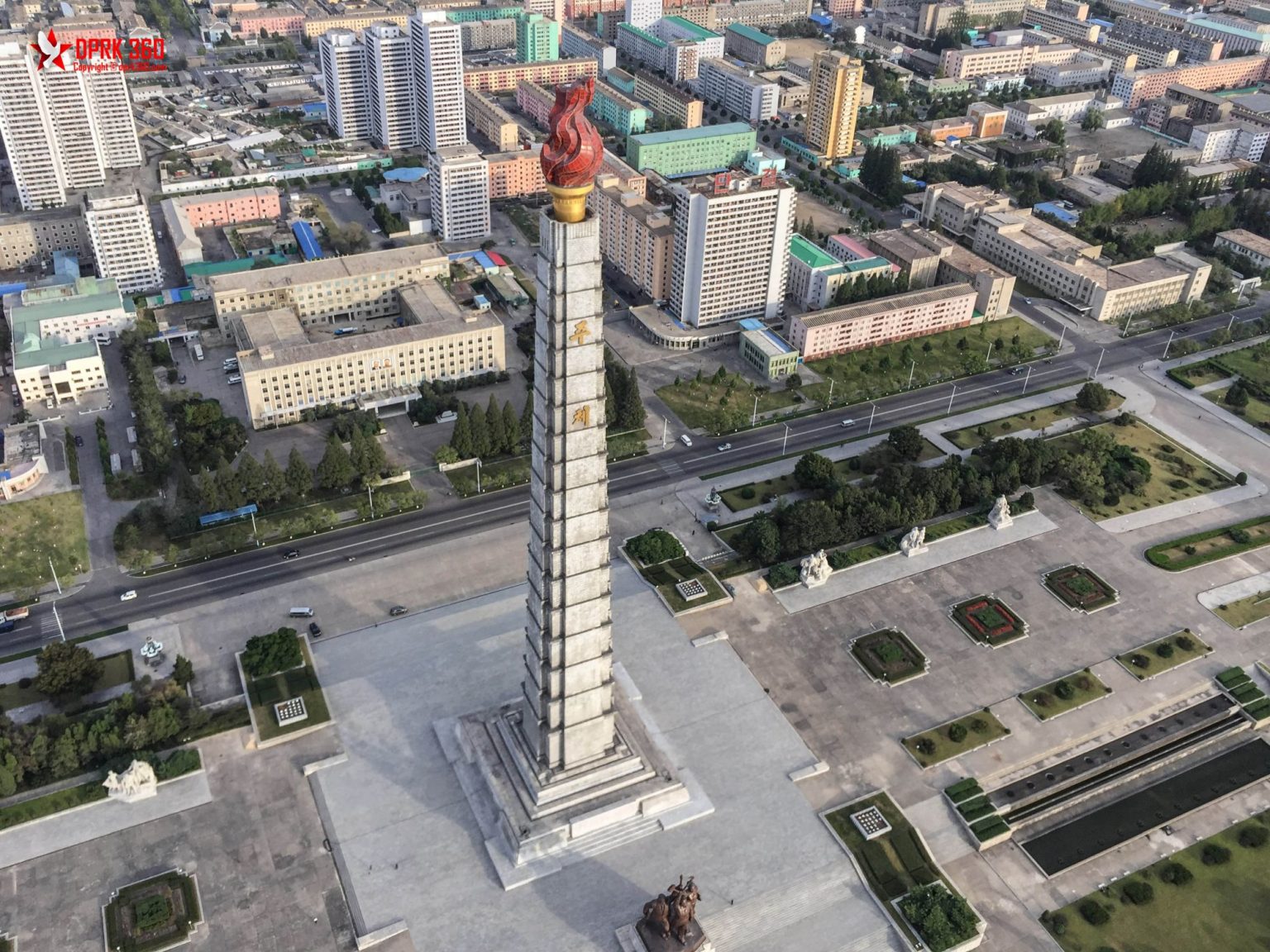 Juche Tower - Tower of Juche Ideology — Young Pioneer Tours